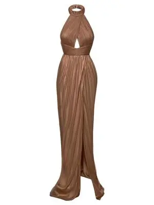 BENEDETTO Silk Backless Gown With Cutout - Gold