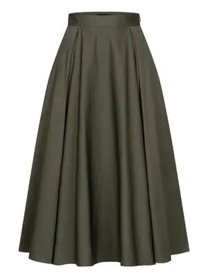 MARIANNA DÉRI Pleated Cotton Sateen Skirt - Green