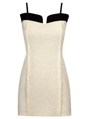 ALINA CERNATESCU Linen Blend Mini Dress - Black