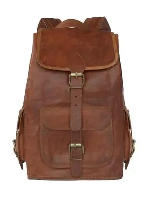 VIDA VIDA Vintage Classic Leather Backpack - Brown