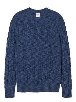 SALTS CASHMERE Space Dyed Cable Crew Neck Sweater - Blue