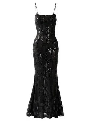 ROOM 24 Rossana Beaded Lace Maxi Dress - Black