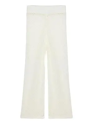 PERALUNA Aurelia Openwork Knit Trousers - White