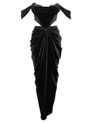 MISS CIRCLE NEW YORK Quintessa Lace Velvet Corset Gown - Black