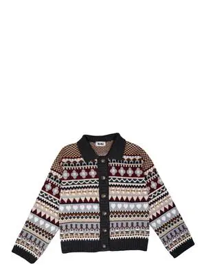 GIGI KNITWEAR Bee Garden Intarsia Knit Cardigan - Brown