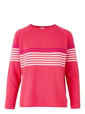 AT LAST... Striped Cashmere Blend Sweater - Orange