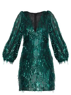 ANGELIKA JOZEFCZYK Sequin Mini Dress - Green