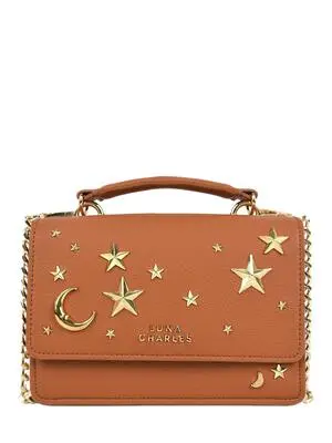 LUNA CHARLES Nova Star Studded Handbag - Brown