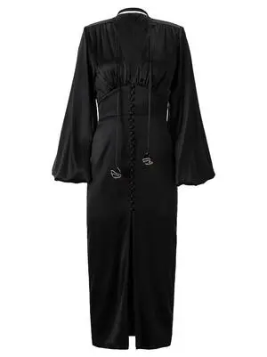 LITA COUTURE Ample-sleeve Silk Dress - Black