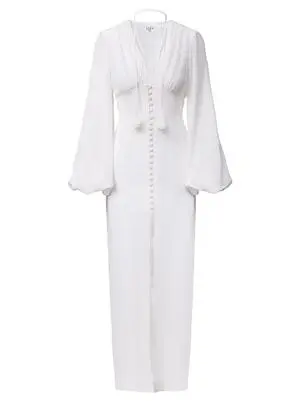 LITA COUTURE Ample-Sleeve Silk Dress