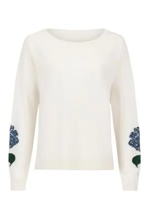 CATNIP AND SEAWEED Hydrangea Cashmere Sweater - Blue/white