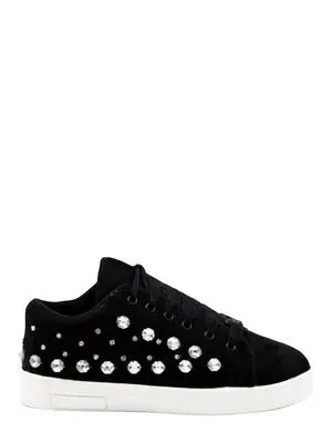 RETTROSE Luxury Suede Embellished Sneaker - Black