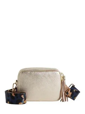 BETSY & FLOSS Verona Crossbody Tassel Bag With Leopard Strap - Gold