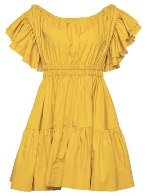 VASILIKI ATELIER Ava Ruched Mini Dress - Yellow