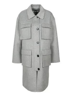 FREAKY NATION Wool Coat With Utility Pockets - Grey