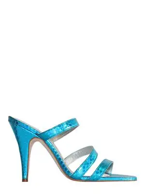 TERRY DE HAVILLAND Strappy Metallic Leather Sandal - Blue