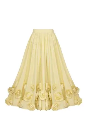 ELSAVA Floral Detail Skirt - Yellow