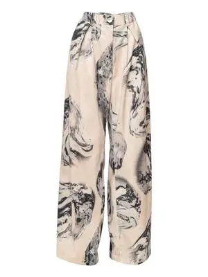 ARTISTA Printed Wide Leg Pants - Gray