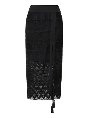 SMART AND JOY Geometrical Lace Midi Skirt - Black