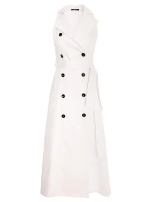 AVENUE N°29 Poplin Midi Trench Dress - White