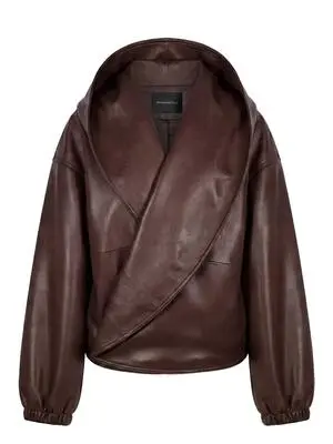IRMAK SU GUCLU Tibet Leather Wrap Jacket - Brown
