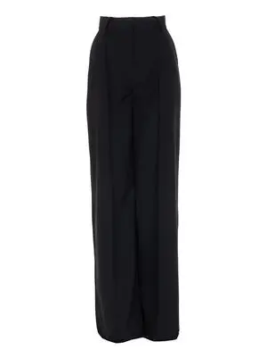 ZAMSEE Wool Pants With Back Slit - Black