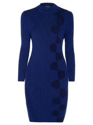 RUMOUR LONDON Ribbed Knit Dress With Graphic Detail - Blue