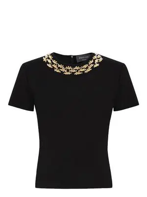 EXQUISE Embroidered Abril T-shirt - Black