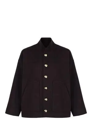 HERFETCH Oversized Jacket With Gold-tone Button Detail - Brown