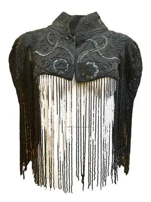 ANY OLD IRON Hand-beaded Desert Shrug - Black