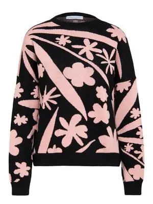 KÖPKEKÖPKE Floral Motif Merino Wool Sweater - Black