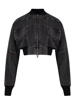 PCFG Denim Zip-up Bomber Jacket - Black
