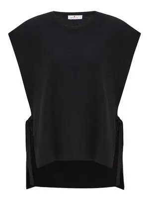 PERALUNA Sleeveless Cashmere Blend Poncho - Black