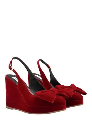 ROSAMUND MUIR LONDON Toscana Velvet Wedges - Red