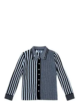 LONDON ATELIER BYPRODUCT Striped Merino Wool Shirt With Embroidery - Black/grey