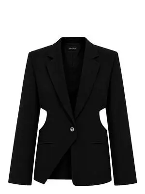 SALTEYE STUDIO Asymmetrical Bi-layered Blazer - Black