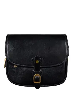 TIME RESISTANCE Leather Saddle Crossbody Bag