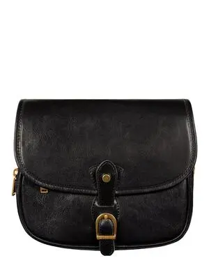 TIME RESISTANCE Time Resistance Leather Saddle Bag With Adjustable Strap