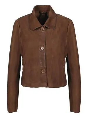 FREAKY NATION Goat Suede Vintage Leather Jacket - Brown