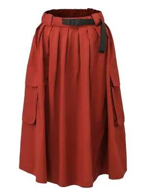 SMART AND JOY Flared Cotton Skirt - Red