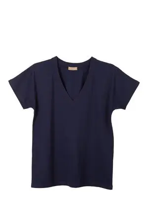 COVE V-neck Cotton T-shirt - Blue
