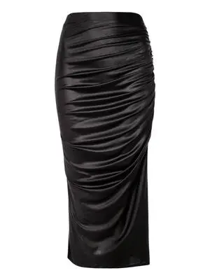 AGGI BY HALEWSKI Judy Power Creased Midi Skirt With Slit - Black