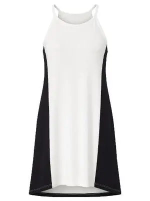CONQUISTA Two Tone Mullet Cut Dress - Black