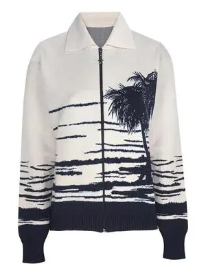 LOVEIST STORE Loveist Store Palm Zip-Up Knit Cardigan