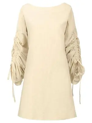 ALINA CERNATESCU Mini Cotton Dress With Adjustable Sleeves - Beige