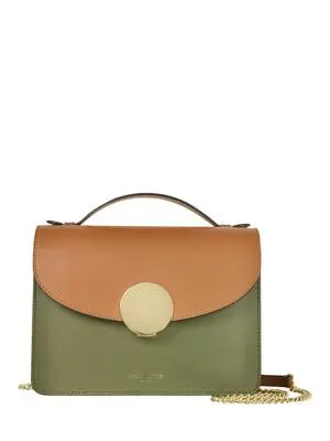 LE PARMENTIER Ondina Color Block Leather Satchel - Black/brown/green