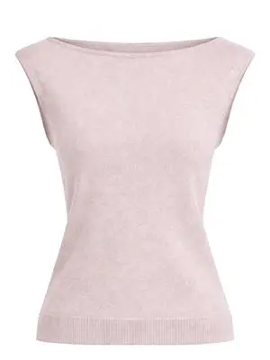 FIORA MUSE Cap Sleeve Cashmere Vest Top - Beige