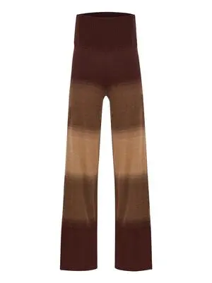 PERALUNA Color Transition Bell Bottom Knit Trousers - Beige/brown