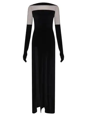 ROOM 24 Samantha Stretch Velvet Midi Dress - Black