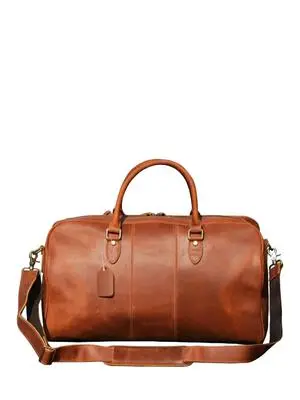 TOURI Distressed Leather Weekender Bag - Brown